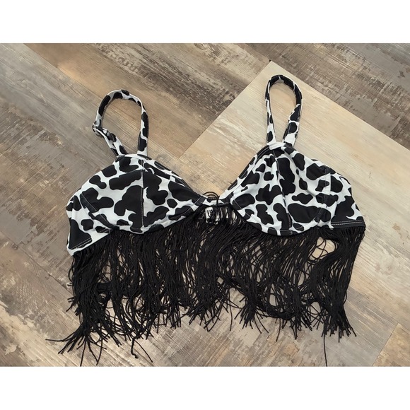 Forplay | Tops | Forplay Cow Print Fringe Bralette Top Festival Rave ...